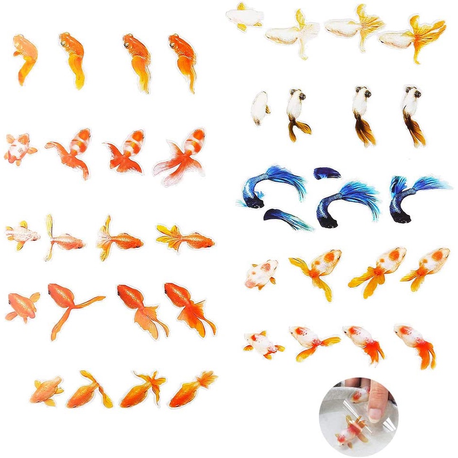 3D Goldfish Koi Pond Clear Film Sticker Simulation Resin Decorative ...