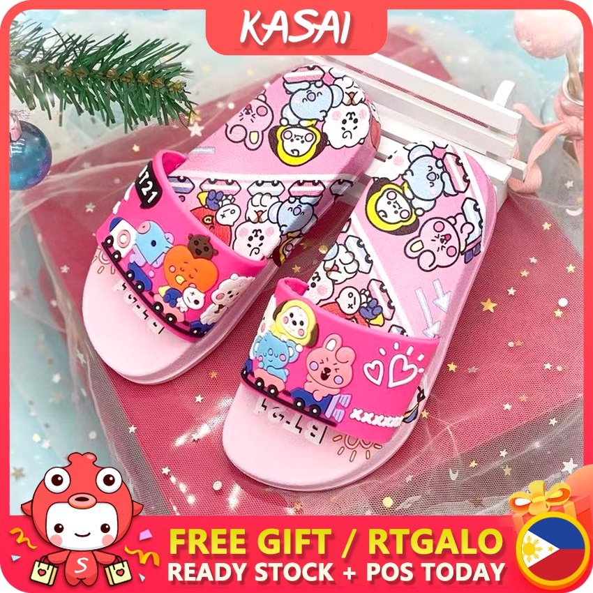 KASAI Kpop Slippers New Fashion Kids Slippers Girls Cute Cartoon Slip on | Shopee Philippines