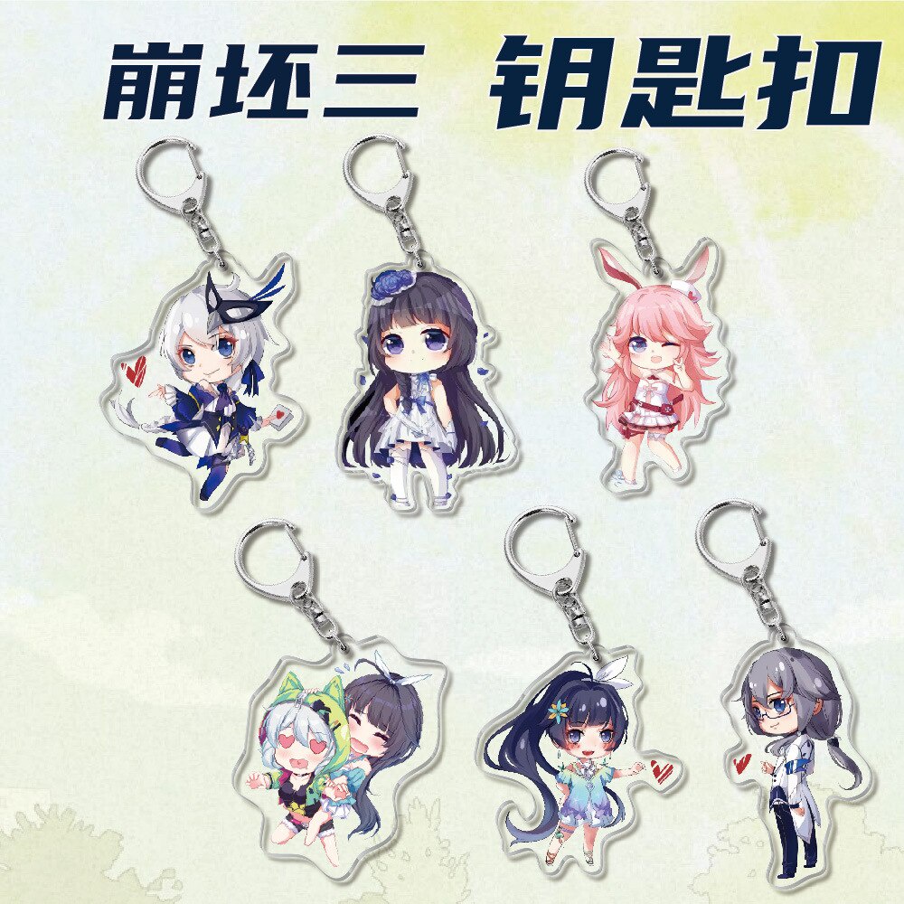 Anime Honkai Impact 3 Cosplay Acrylic Keychain Toy Kiana Kaslana ...