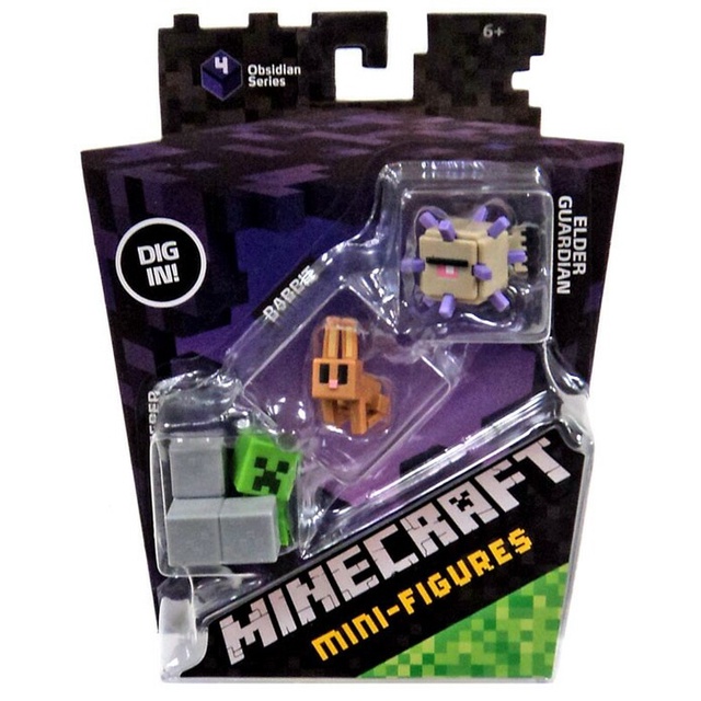 Minecraft Obsidian Series 4 Elder Guardian, Rabbit & Sneaky Creeper ...