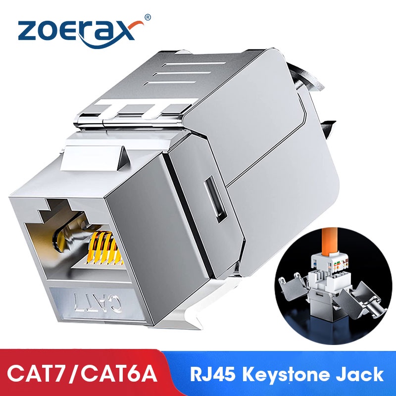 ZoeRax Shielded CAT8 Cat7 Cat6a RJ45 Keystone Jack Module Tool-Less No Punch Down Tool Required ...