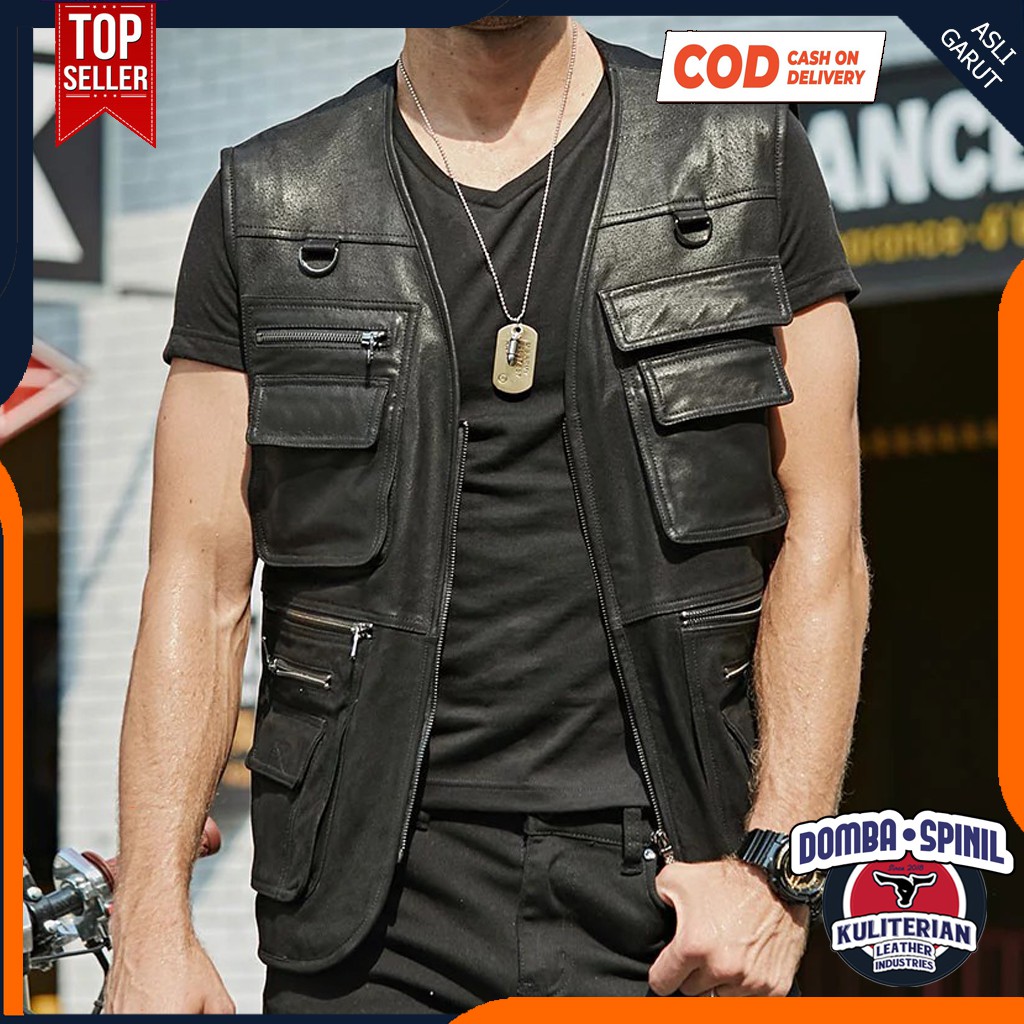 Jurrasic - Garut Genuine Leather Vest Men Bikers Touring Black Style ...
