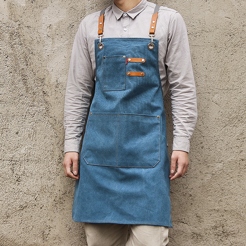 Canvas Kitchen Aprons With Pockets New Fashion Cafes Beauty Nails ...