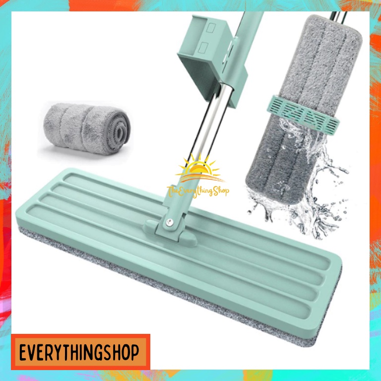 360 Lazy Mop Rotation Flat Floor Cleaning Microfiber Squeeze Mop Floor ...