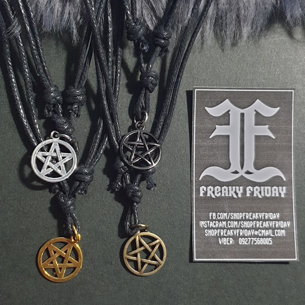 Gothic Witch Mini Pentacle Star Charm Adjustable Choker Necklace ...
