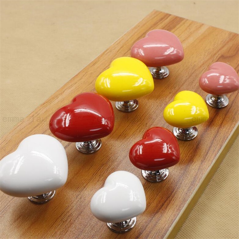 Solid Color Heart Shape Knob and Handle Ceramic Single Hole Drawer ...