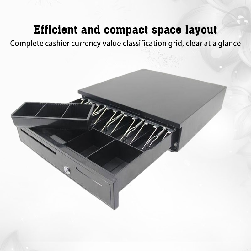 Drawer Cash Box Register Cashier Box with Key Lock 5 Grid 3 Stal Safety ...