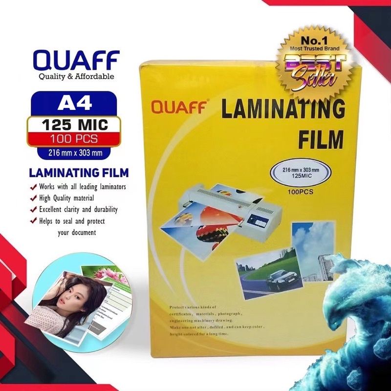 QUAFF LAMINATING FILM A4 SIZE 125MICRONS 100SHEETS | Shopee Philippines