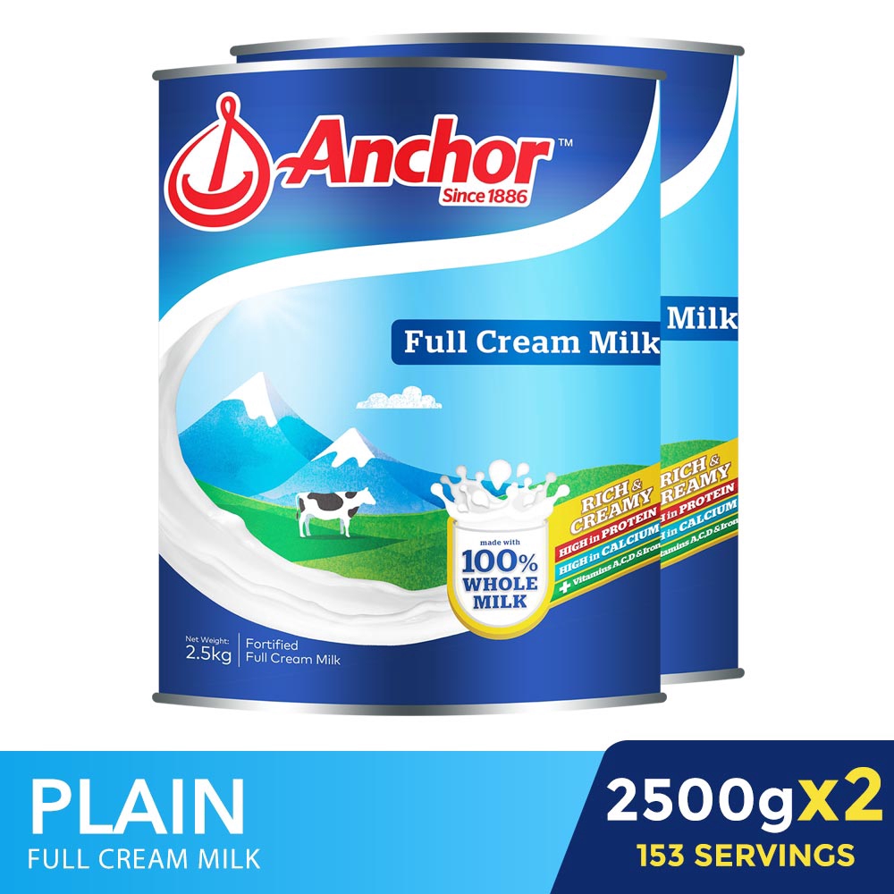 Anchor Full Cream Milk Powder Plain 2.5KG x2 | Shopee Philippines