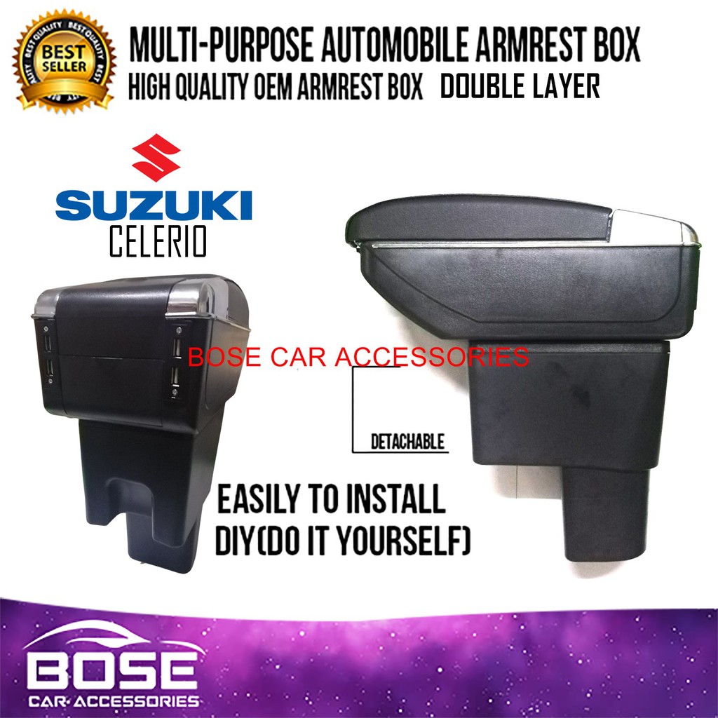 Suzuki Celerio 2016 - Onwards Premium Armrest Console Box Standard ...