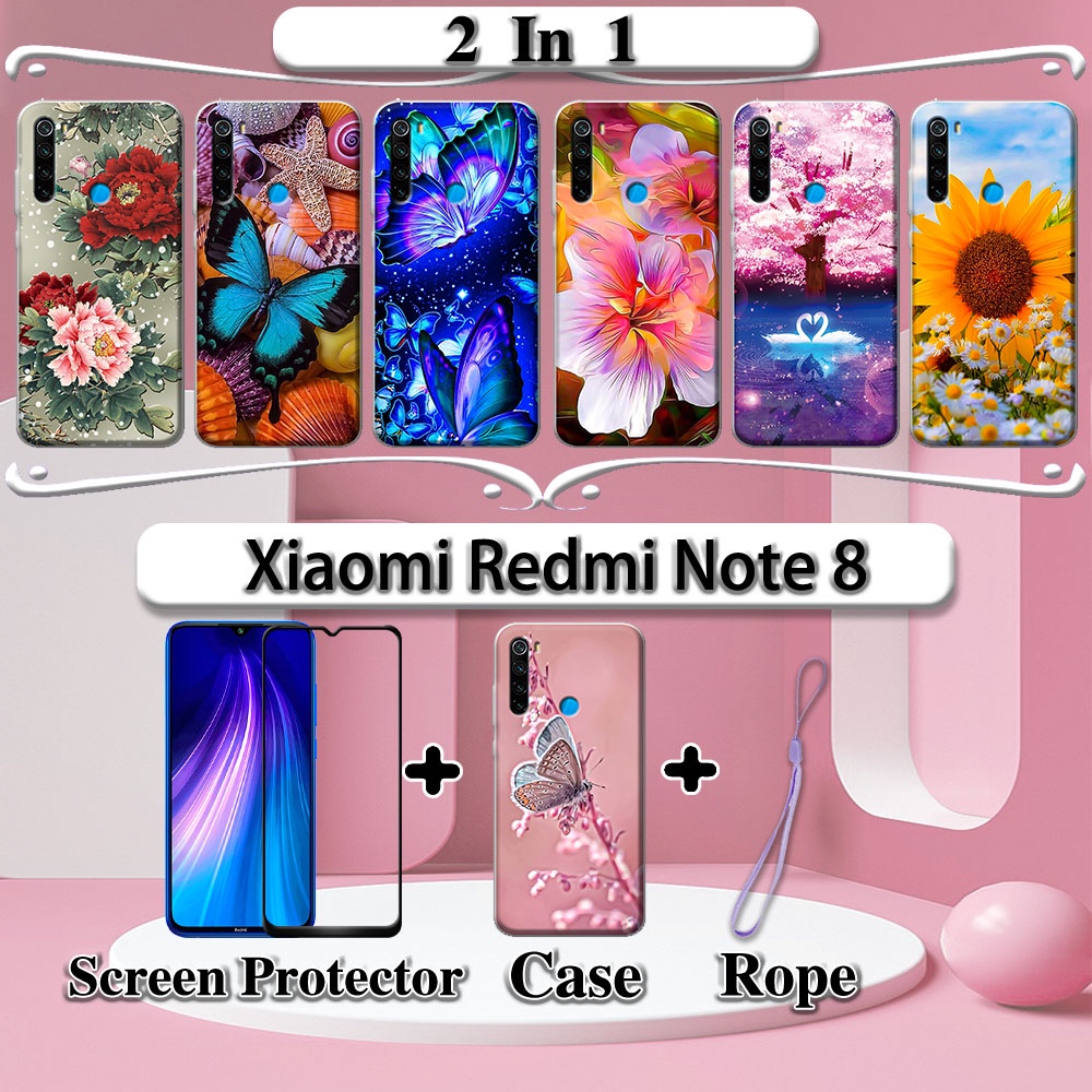 2 IN 1 Xiaomi Redmi Note 8 Case with Tempered Glass Curved Ceramic ...