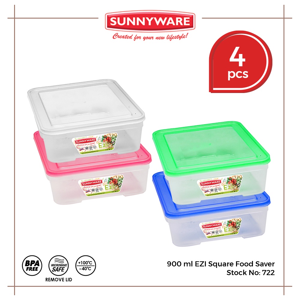 4 pcs Sunnyware 722 900 ml Set EZI Food Saver Keeper Storage Container ...