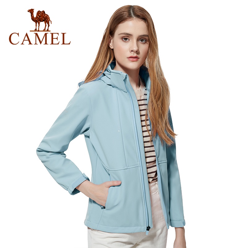 CAMEL Outdoor Soft Shell Jacket Women Windproof Waterproof Warm Hooded ...