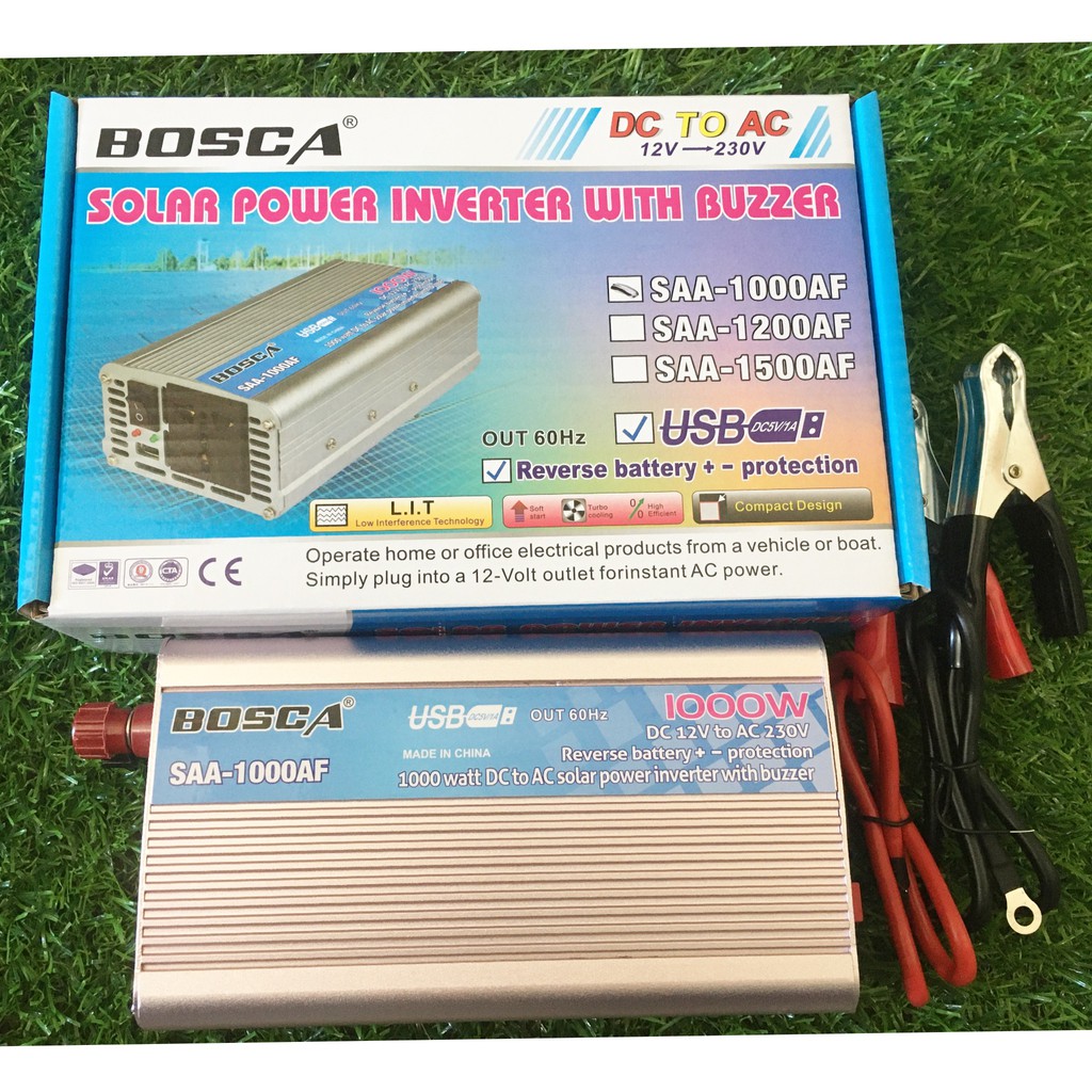 BOSCA INVERTER 500W,1000W,1500W,2000W 12V DC- 220-230V AC CAR HOME ...