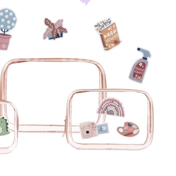 Shifra Pouch Mika Cosmetic Case Small Medium Large Pink and Black (Free ...