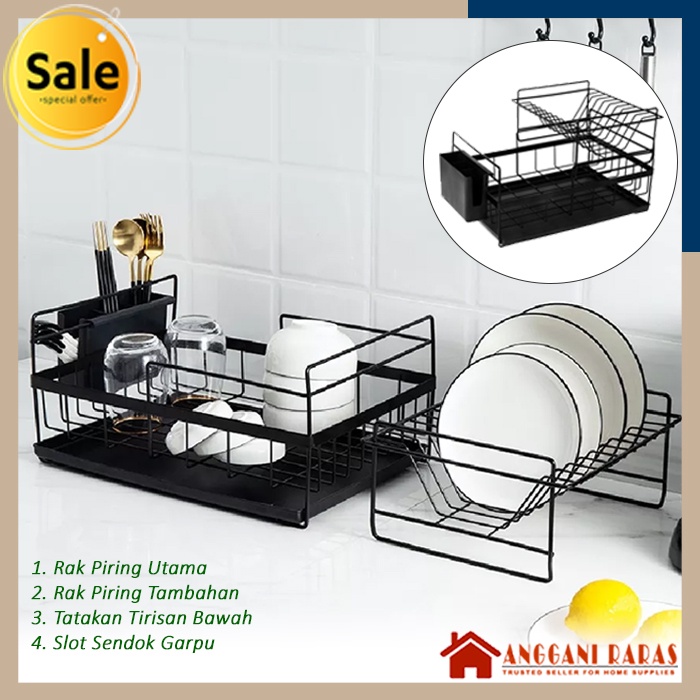 Dish Washing Rack Wet Dish Drain Plate 2 Level Spoon Sink | Shopee ...