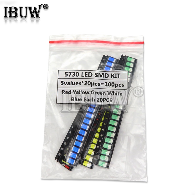 100PCS = 5 colors x 20PCS SMD 5730 5630 LED Diode Assortment igmopnrq ...