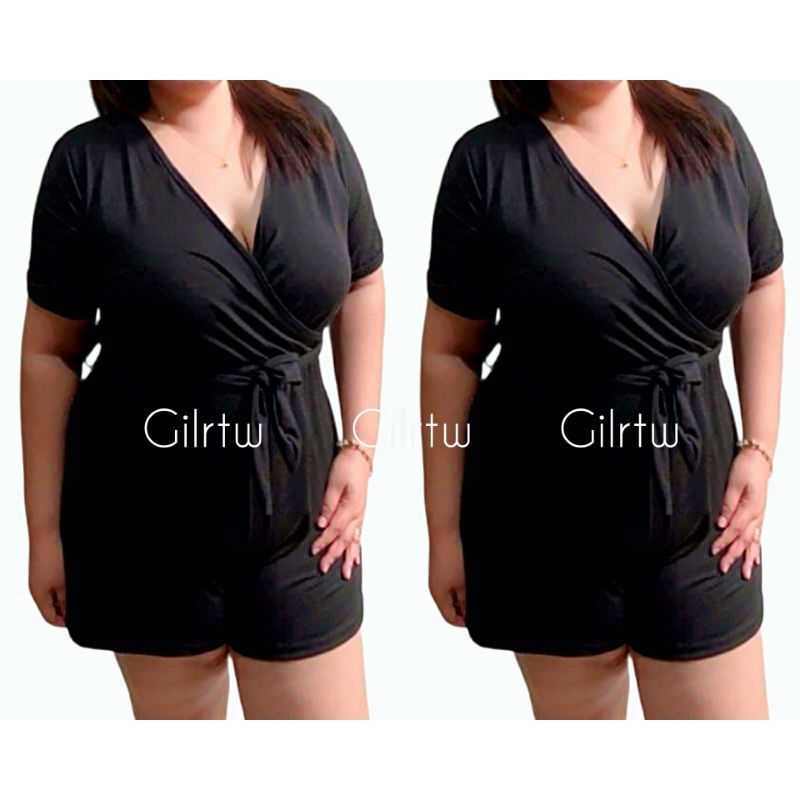 Plus Size Overlap Rompers/Jumpshort For Women stretchable | Shopee Philippines