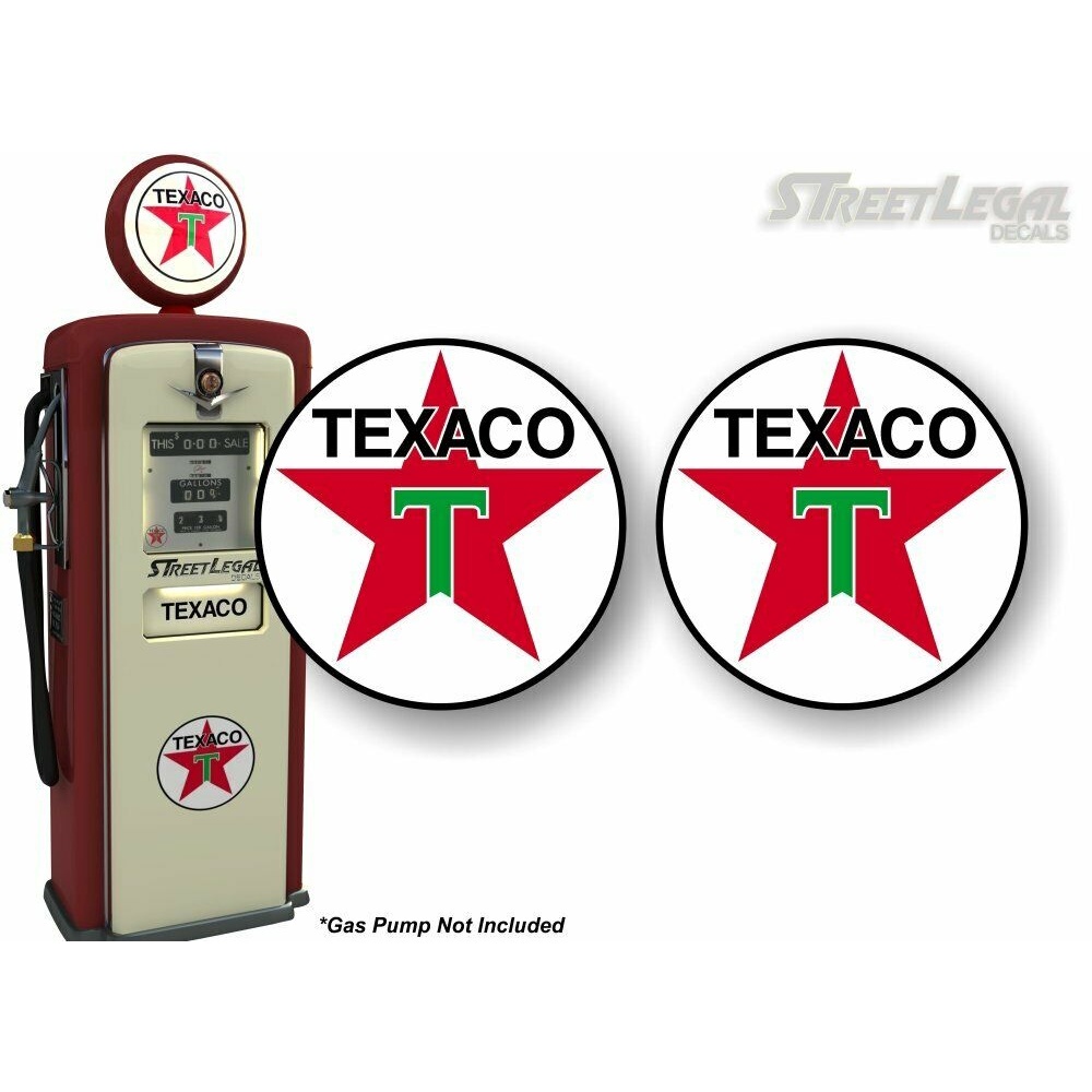 x2 TEXACO Gasoline Vintage Gas Pump Decals Service Station Pumps Sign ...