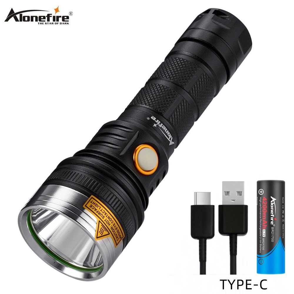 Alonefire X27 Super Powerful LED Flashlight SST40 Type C USB Rechargeable Camping Light | Shopee ...