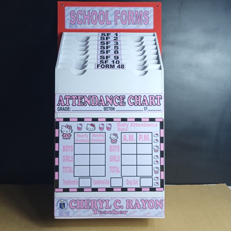 School Forms Holder / Attendance Chart Rose Pink Hello Kitty 12*24 ...