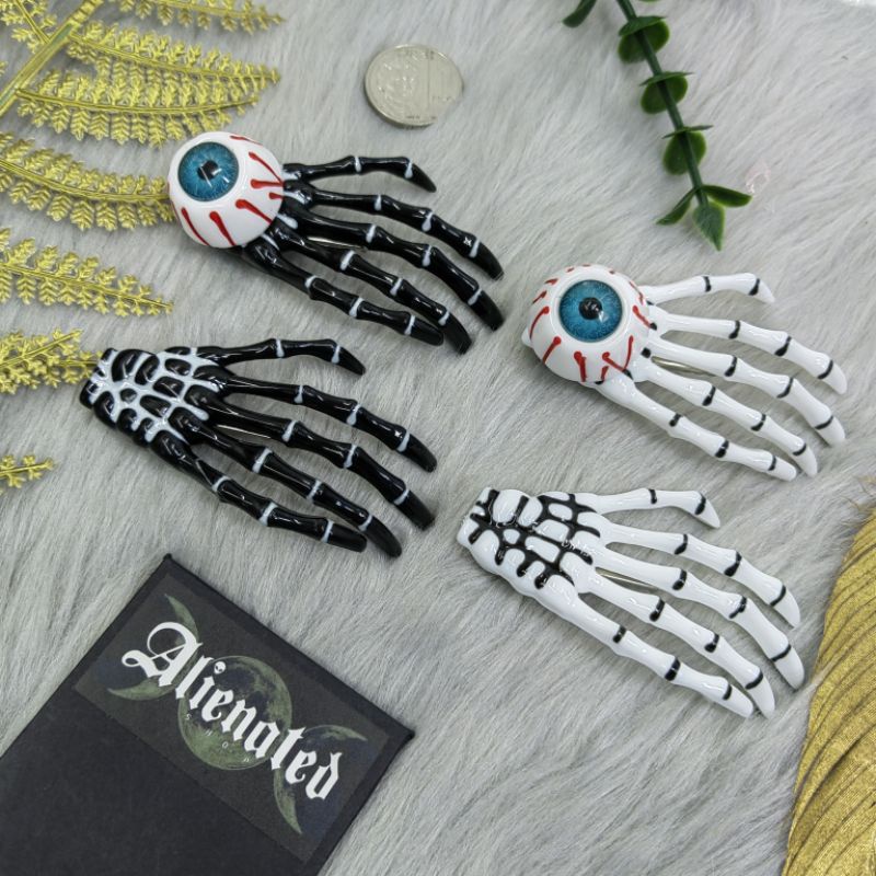 Alienated Shop | Skeleton Hand Eyeball Hair Clip Gothic Grunge Witch ...