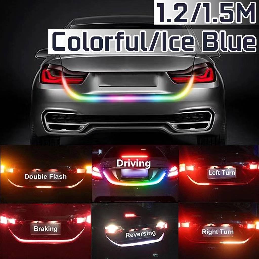 Colorful Car Trunk RGB Tail Lights Dynamic Streamer Brake Turn Signal ...