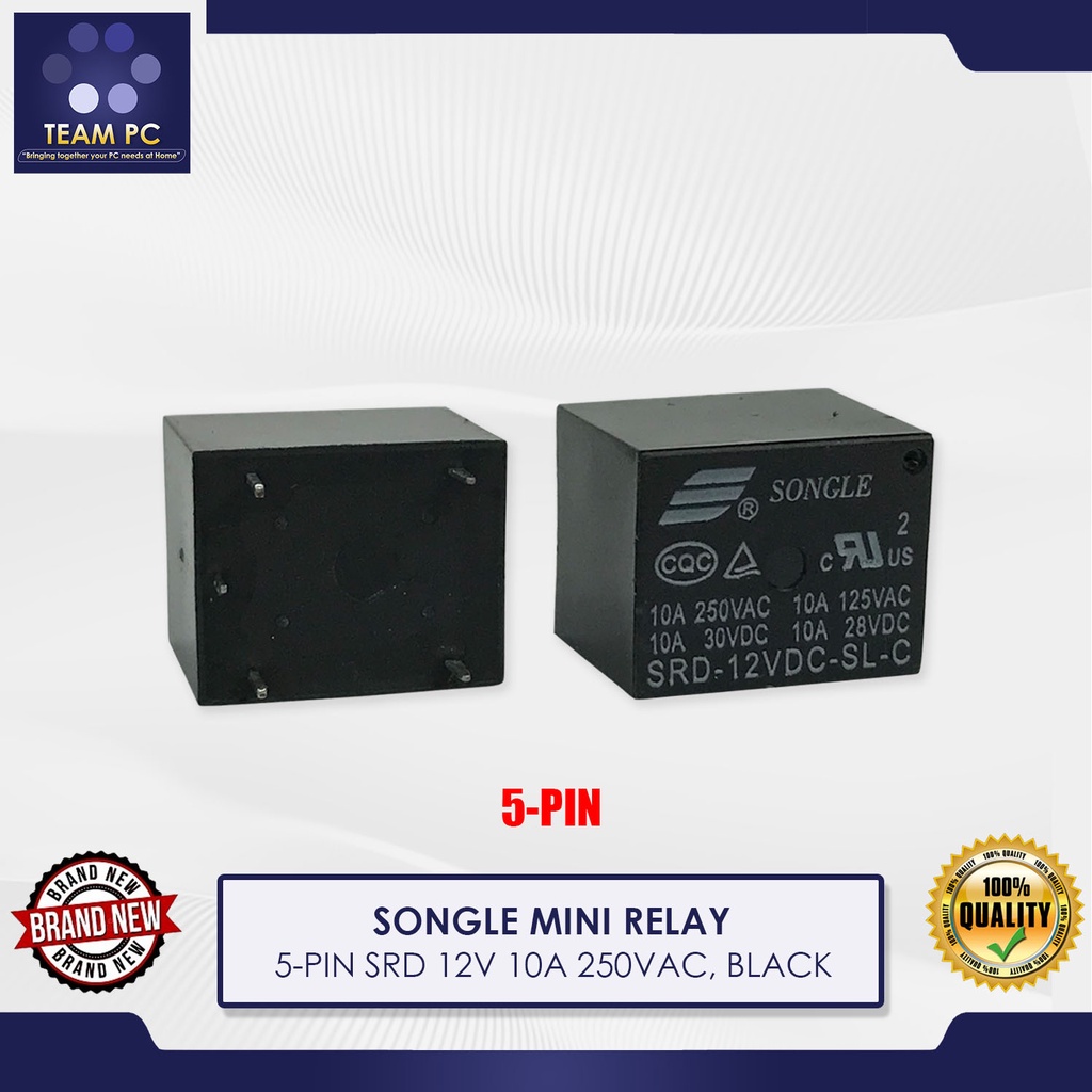 SONGLE MINI RELAY 5-PIN SRD 12V 10A 250VAC, BLACK | Shopee Philippines