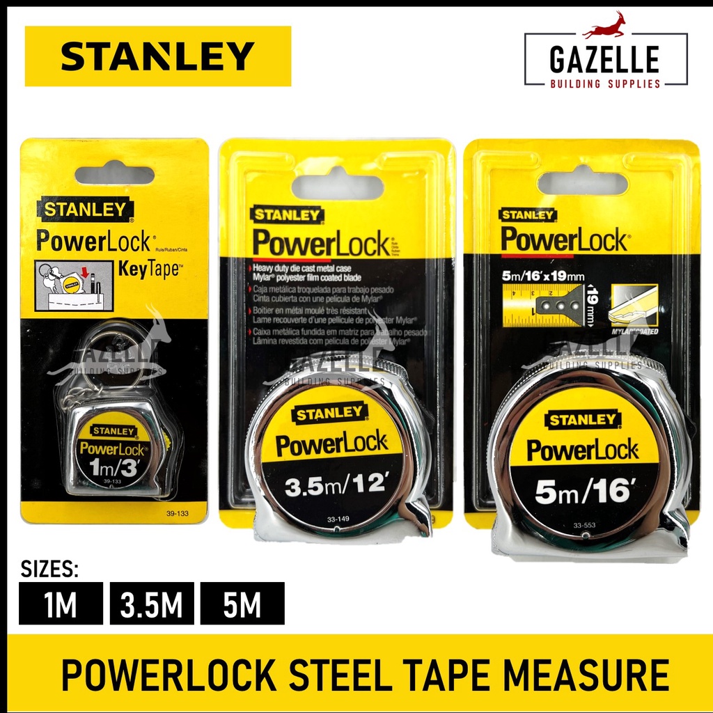Stanley Powerlock Tape Measure Measuring Steel Tape Rule Keychain 1m 39 ...