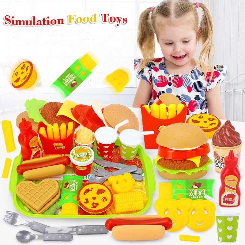 Kids Pretend Simulation Food Toys Baby Play House Hamburger Hot dog ...