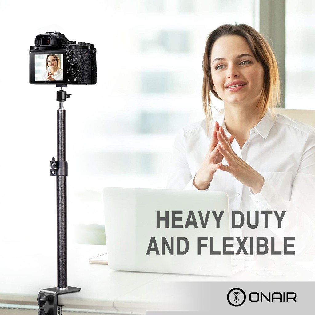 ONAIR Webcam Ring Light DSLR Camera Desktop Stand with C- Clamp and ...
