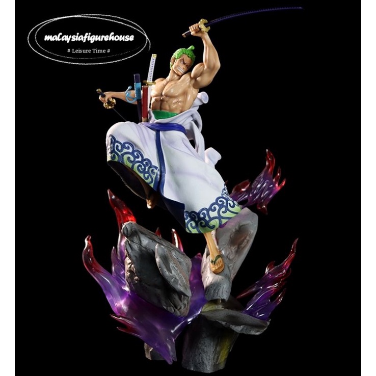 35cm ONE PIECE JIECE JIMEI RORONOA ZORO LIGHT UP COPY RESIN GK FIGURE ...