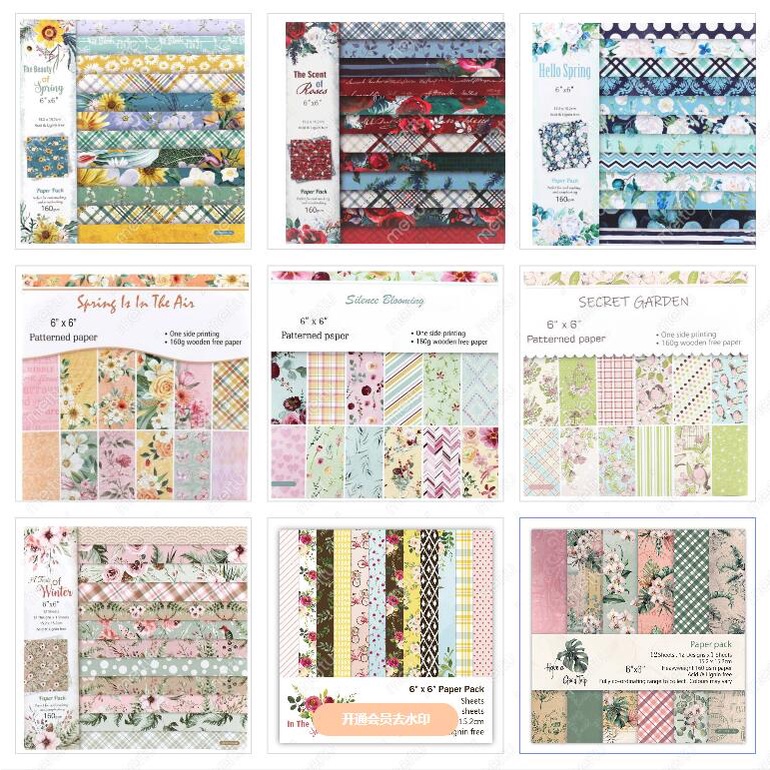 Paper Pack 6"x6" Winter/flower/love /Spring/Autumn12 sheet Art Background Paper Card Making DIY ...