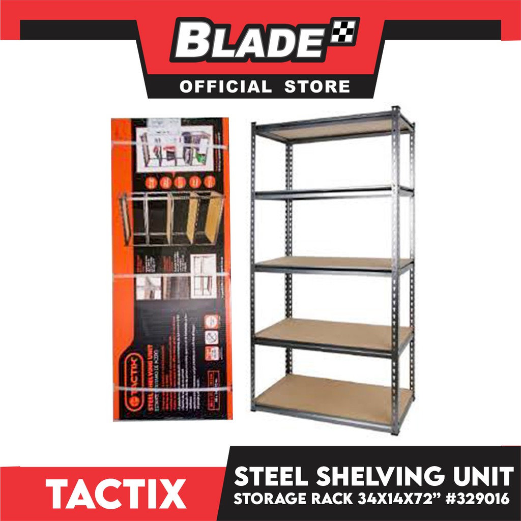 Tactix Steel Shelving Unit Storage Rack 34X14X72in 5-Layer 329016 ...
