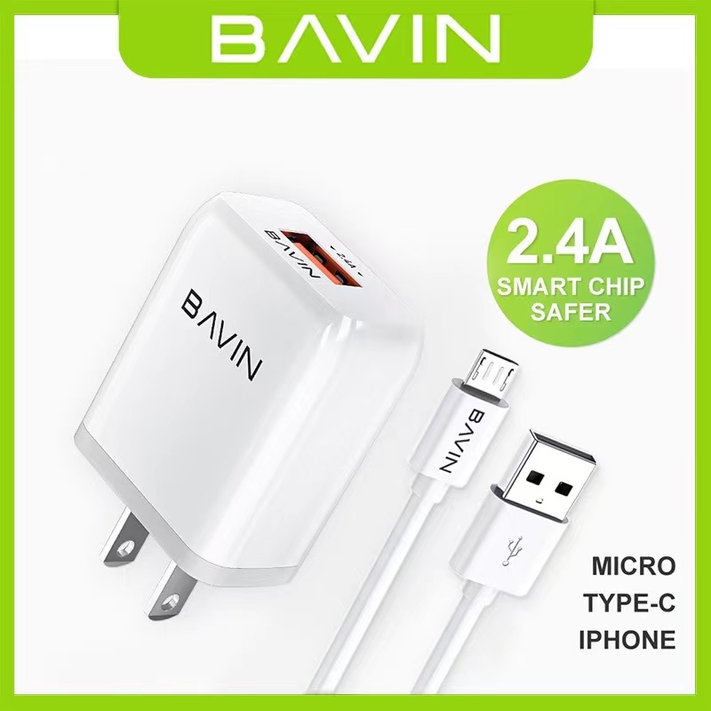 BAVIN PC368 2.4A Wall Charger w/ Multi Protection & 1 Meter Cable For ...