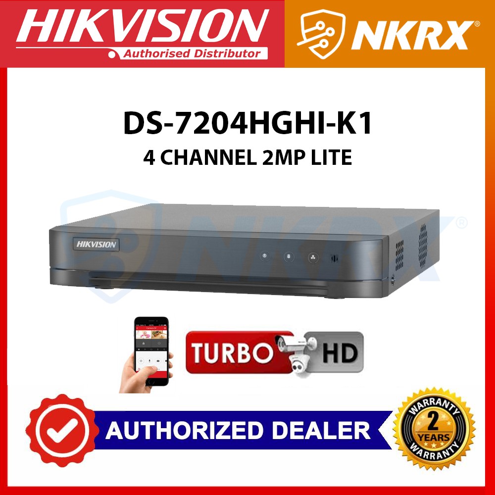 Hikvision DS-7204HGHI-K1 4CH 2MP 1080P Lite 4 Channel Turbo HD DVR CCTV ...