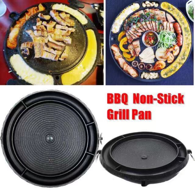 HANARO BBQ Samgyup Grill Pan with Divider for Egg, Kimchi and Cheese ...