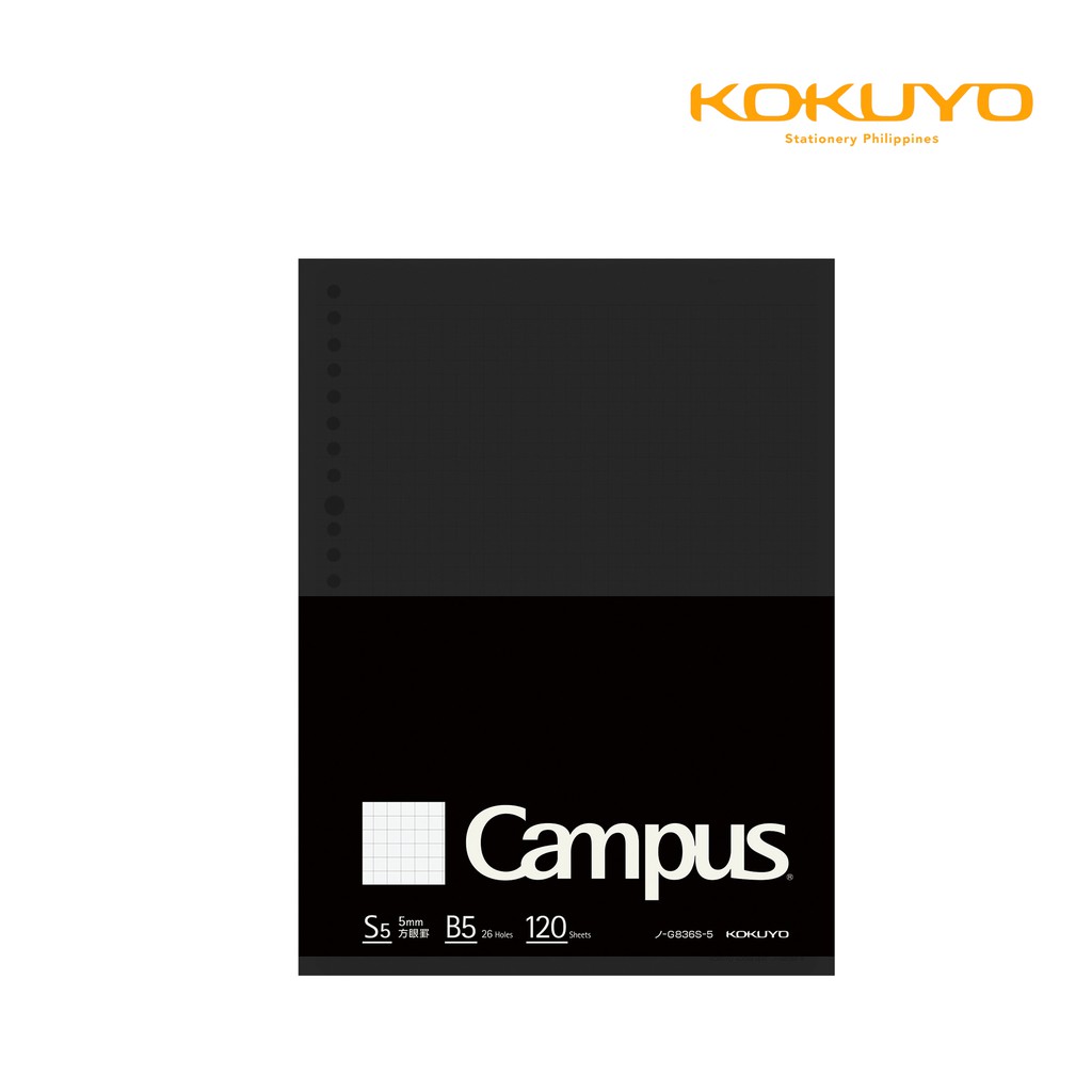 Kokuyo NO-G836S-5 Campus Loose Leaf Paper Refill B5 26 Holes, Grid Lines, Black | Shopee Philippines