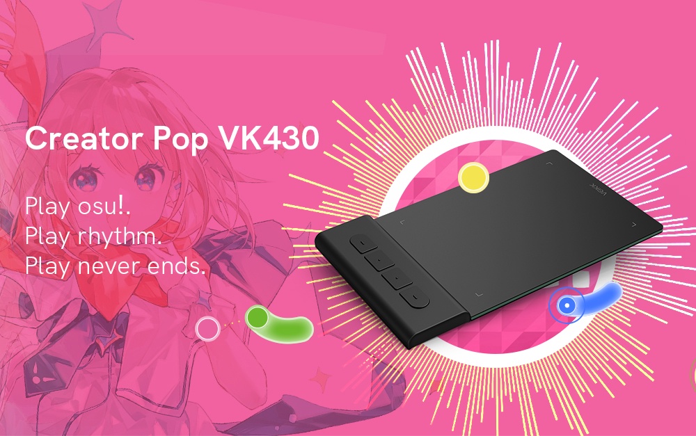 VEIKK Drawing Tablet VK430 Battery Free 4x3inch Graphic Pen Tablet ...