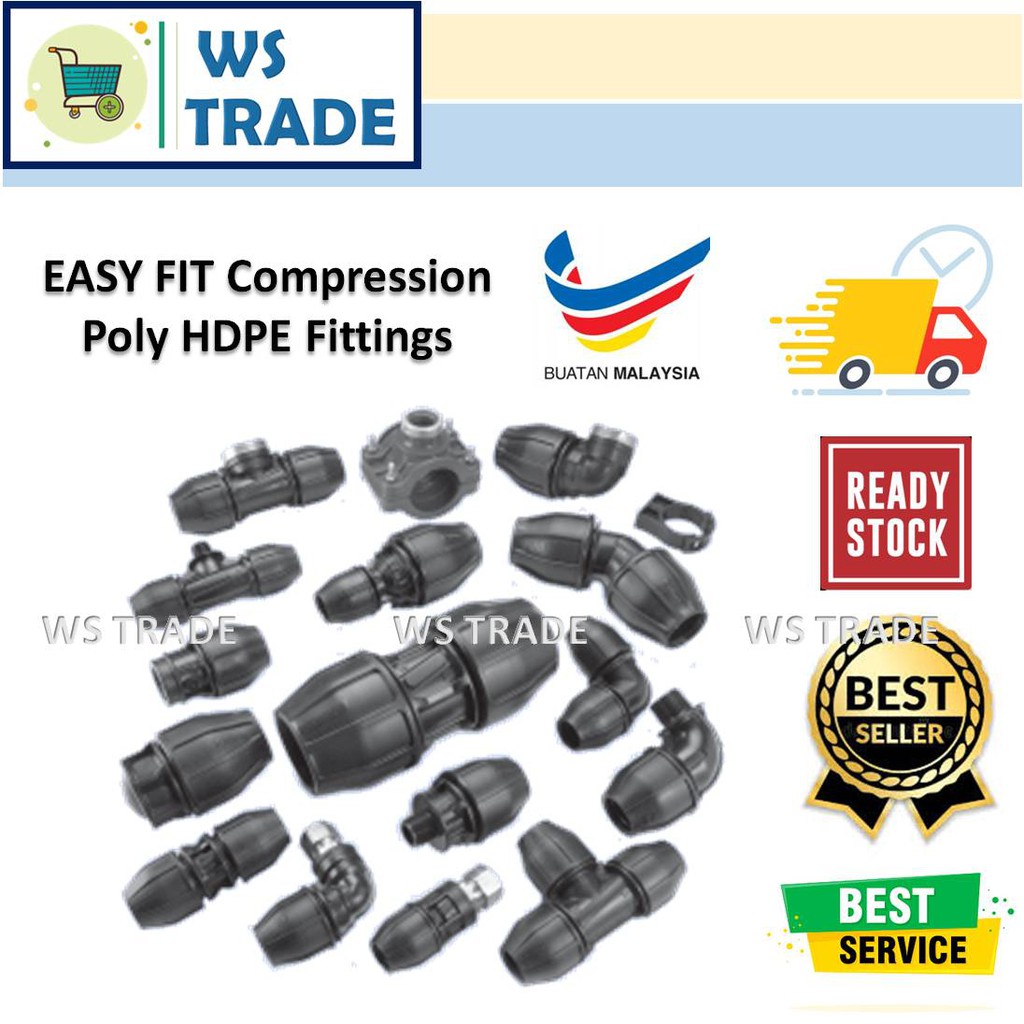 EASY FIT Poly HDPE Fitting / Penyambung Poli Paip / PP Compression Poly ...