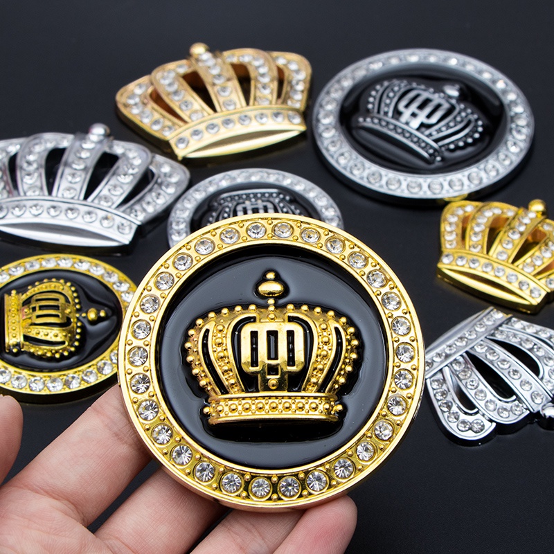 high quality 1PC 3D Diamond Crown Car styling Auto Sticker Metal Badge ...