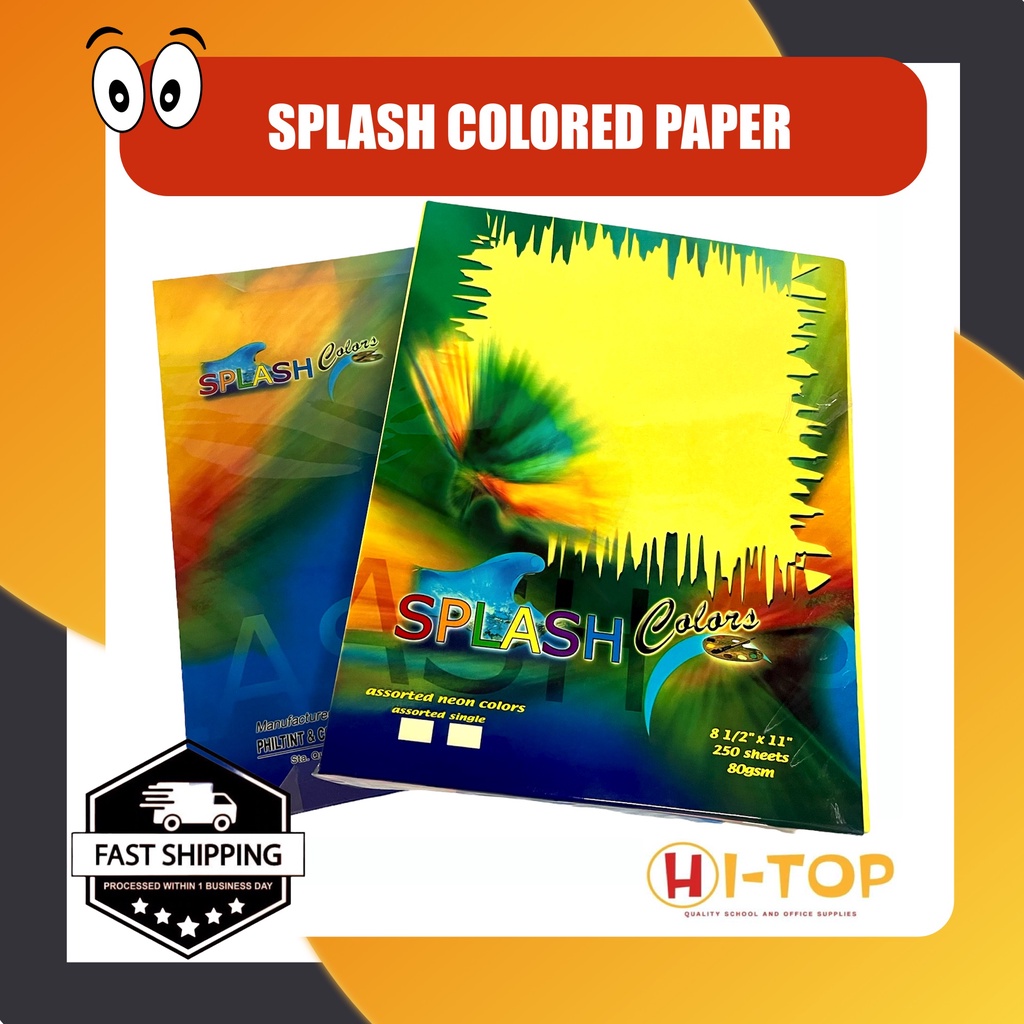 Colored Paper Splash Short, Sold Per Ream (250 Sheets), Single Color or ...