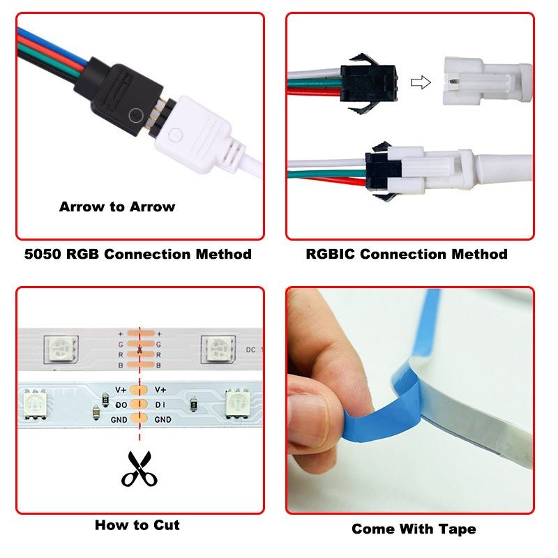 LTG-GEE Bluetooth USB LED Strip Light WS2812B RGBIC 5050RGB Infrared ...