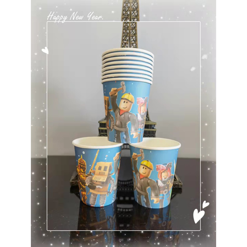 10 Pcs Cartoon character Roblox disposable cartoon cutlery paper cup ...