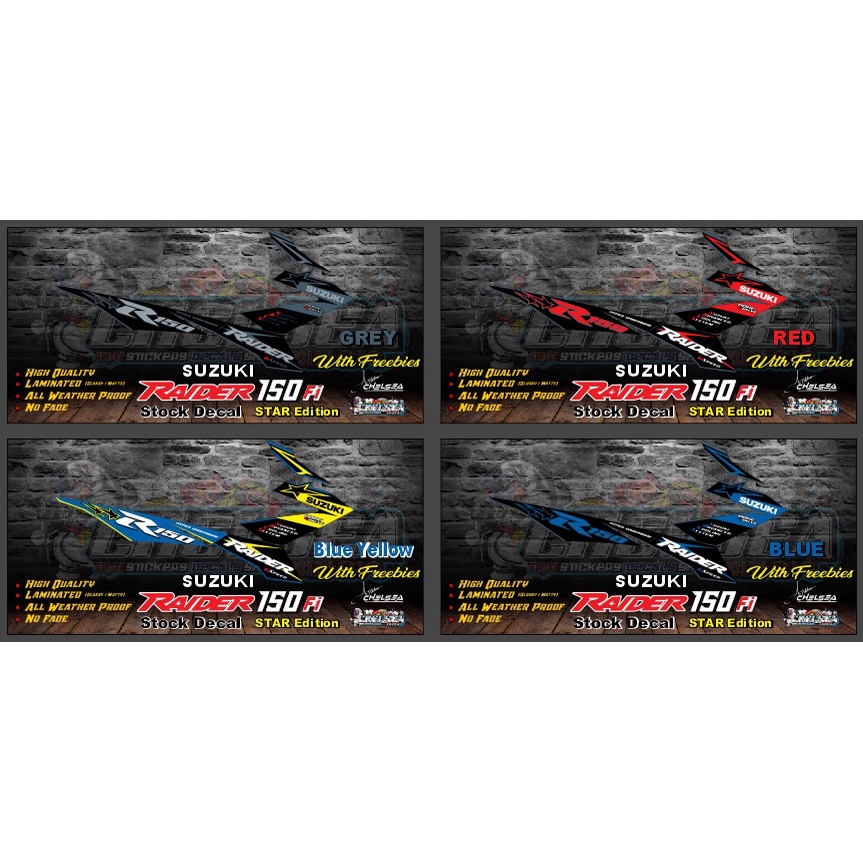 Suzuki Raider 150 Fi Star Edition Stock Decals / Stickers with Freebies ...