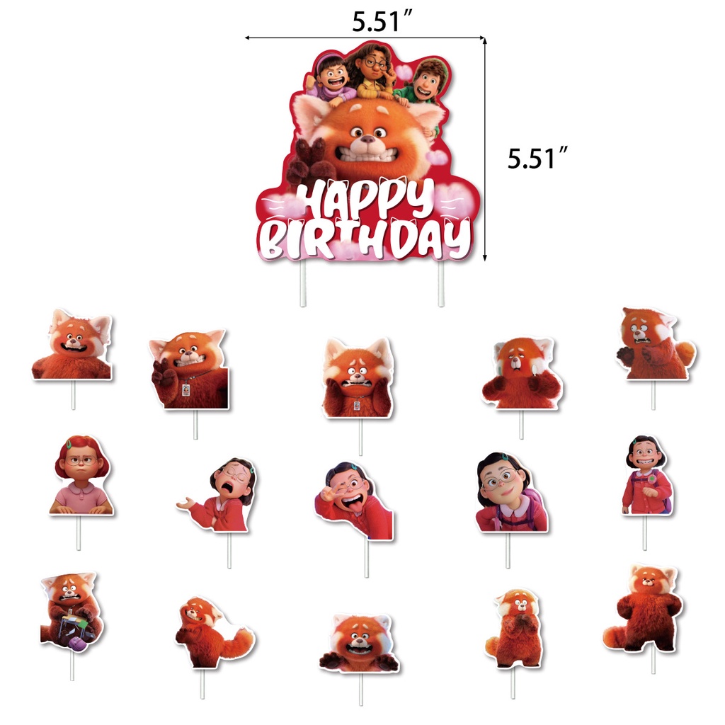 Turning Red Banner,Cake Topper Balloons Turning Red Panda Birthday ...