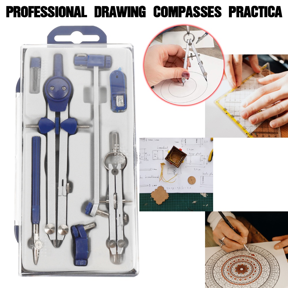 1 Set 7pcs Professional Drawing Compasses Practical Drafting Supplies ...