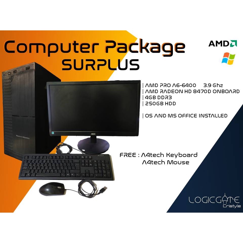 COMPUTER PACKAGE AMD A6-7400 | 4GB | 500GB | '20 Wide Monitor | FREE ...