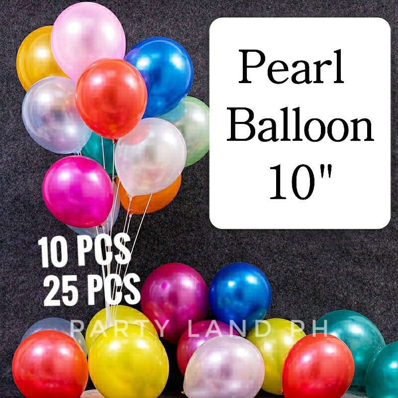 10pcs/25pcs (10 inch) Pearl Latex Metallic Glossy Balloon Birthday ...
