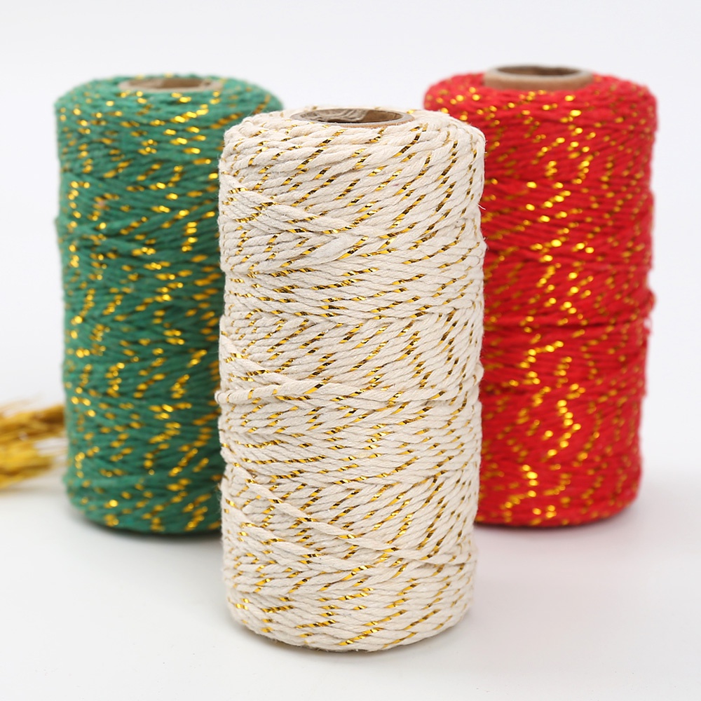 Gold Silver Silk Cotton Rope Two-Color 100m Gift Binding diy Decoration ...